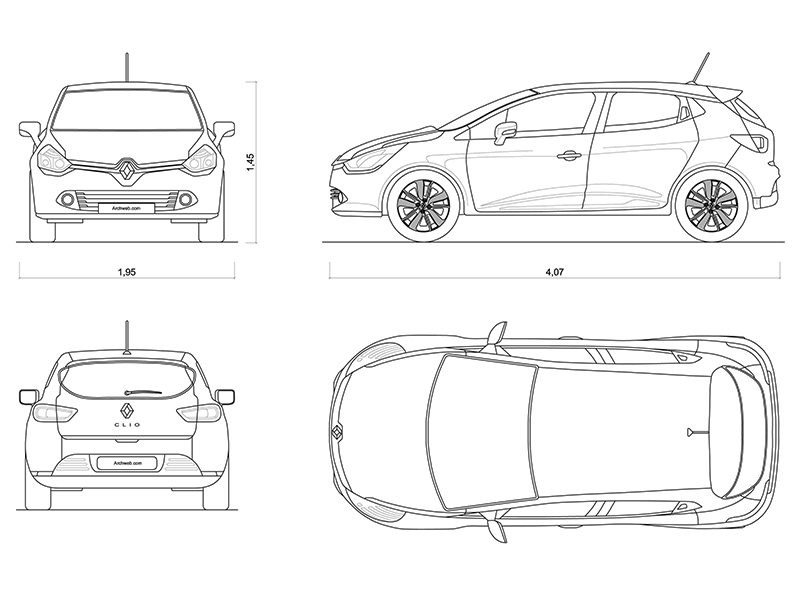 Renault Clio (2012-2019) dwg - Archweb